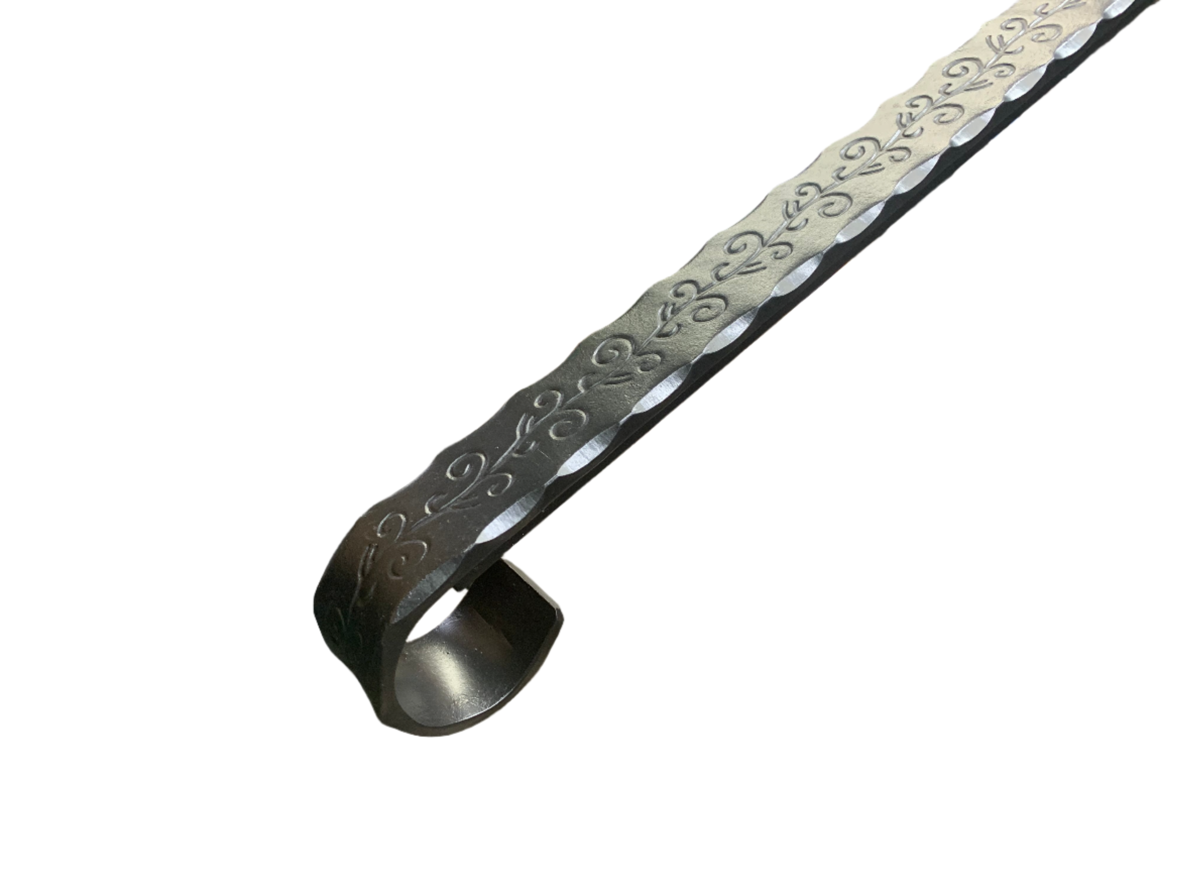 Steel Engraved Metal Hammered Handrail With Curled Ends Wrought Iron ...